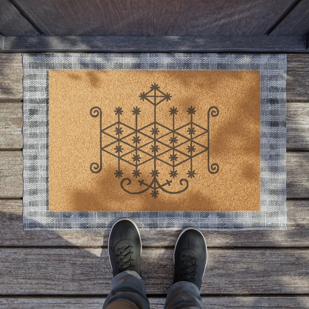 Haitian Vèvè Doormat, Haitian Spirit Cosmogram Doormat, Ogou Badagri ...