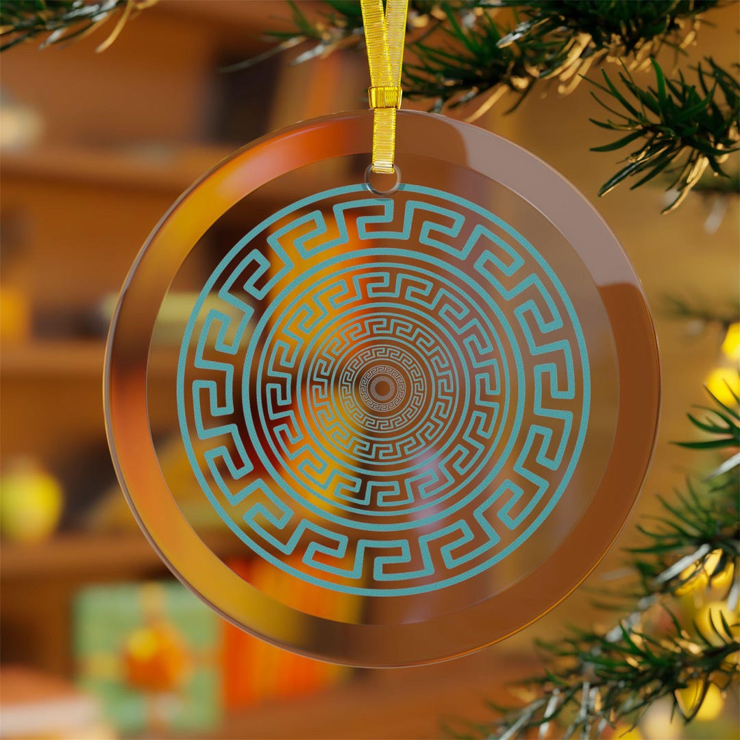 Greek Glass Ornaments, Greek Meander Holiday Ornaments, Greek Holiday ...