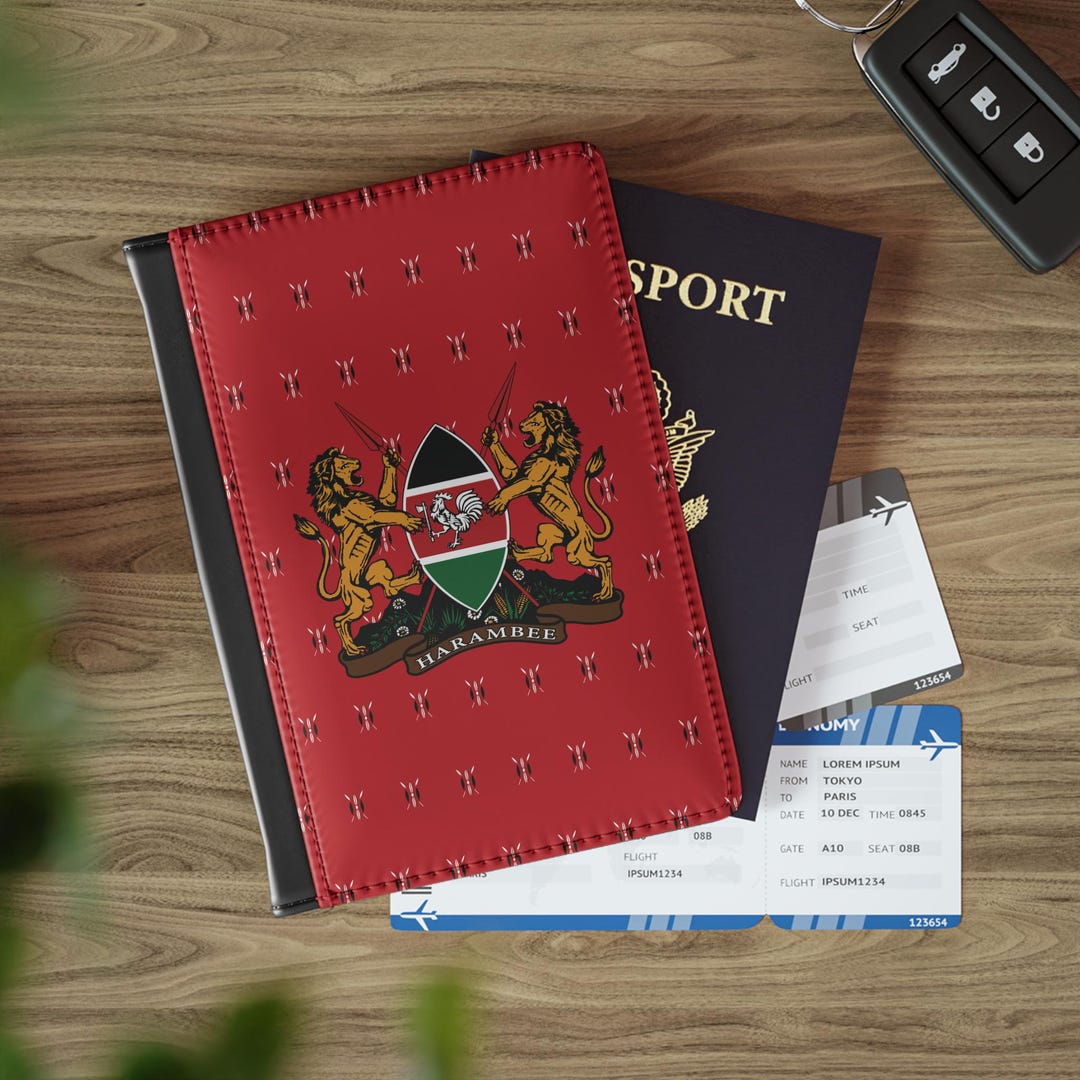 Red Kenya Passport Cover, Kenya Passport Wallet, African Passport Cover ...