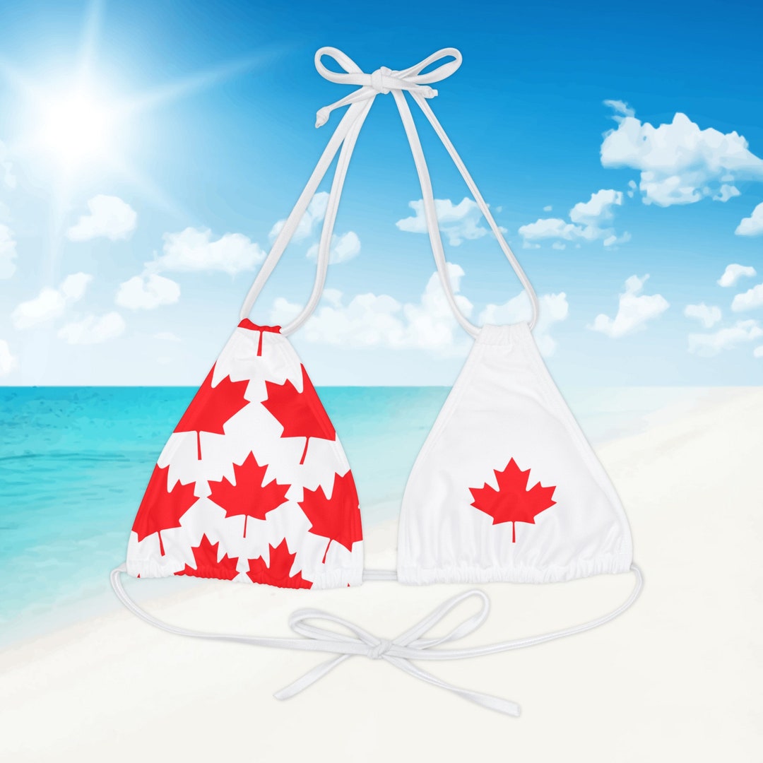 Canada String Bikini Top, Canada Triangle Bikini Top, Canada Flag Maple ...