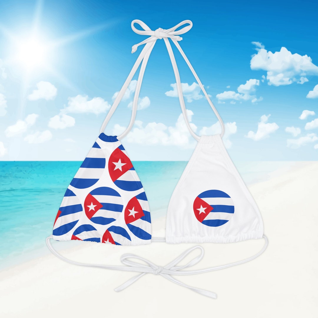 Cuba String Bikini Top, Cuba Triangle Bikini Top, Cuba Flag, Cuba Swimwear Women, Cuba - Etsy