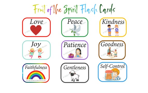 Printable Fruit of the Spirit Flash Cards Sunday School - Etsy