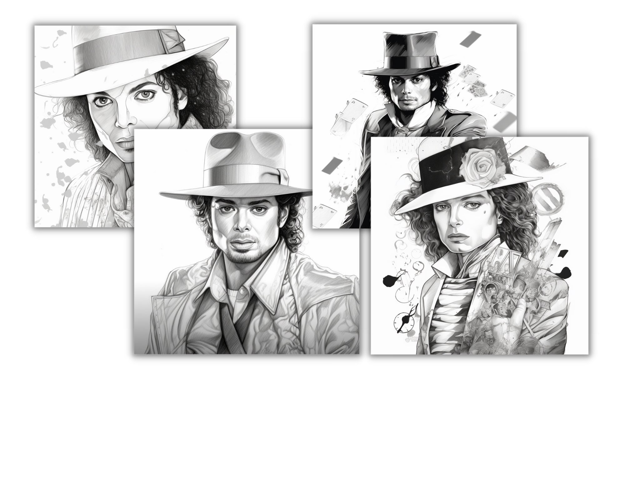 Michael Jackson Coloring Coloring Book for Adults and Kids, Grayscale ...