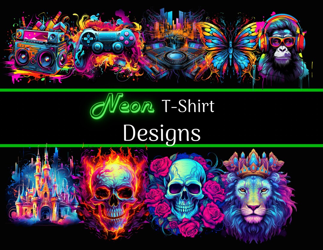 Neon T Shirt Designs Bundle Unique PNG Graphics Colorful and Stylish ...