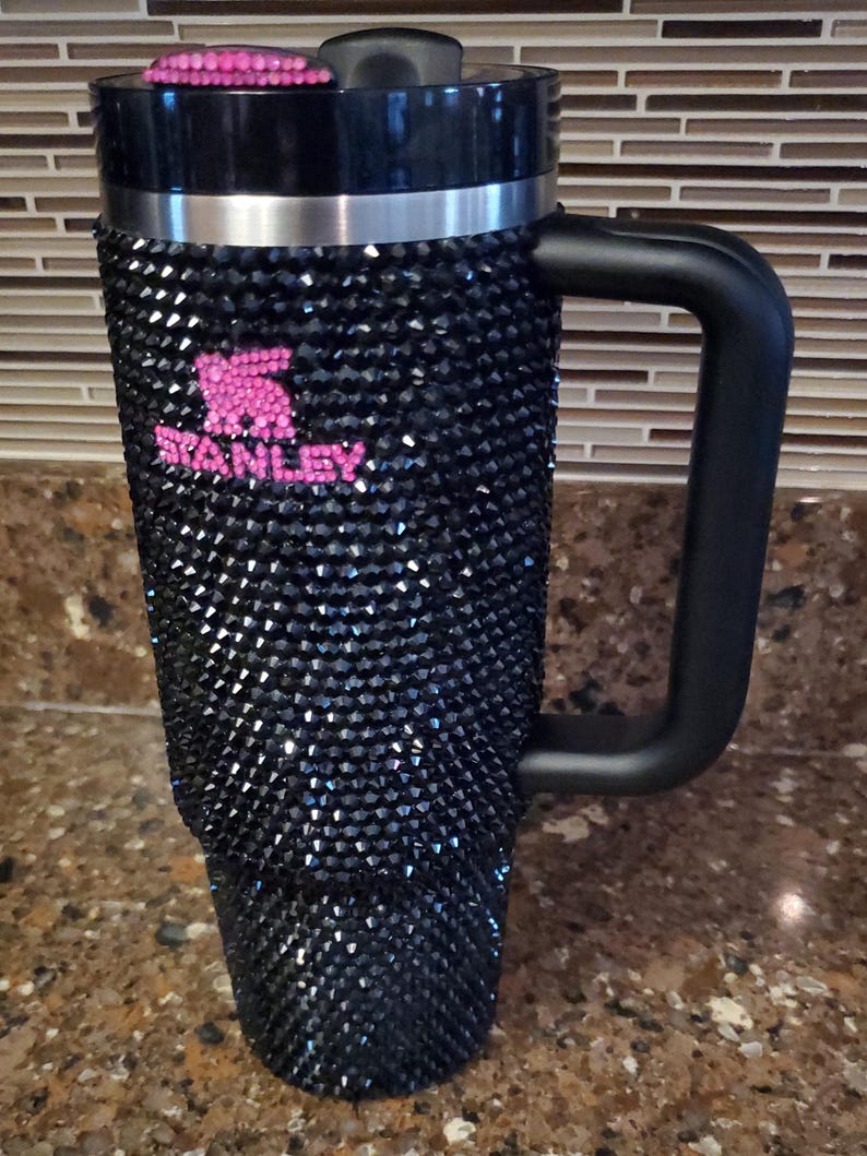 Beautiful Black Glass Rhinestone Stanley Tumbler - Etsy