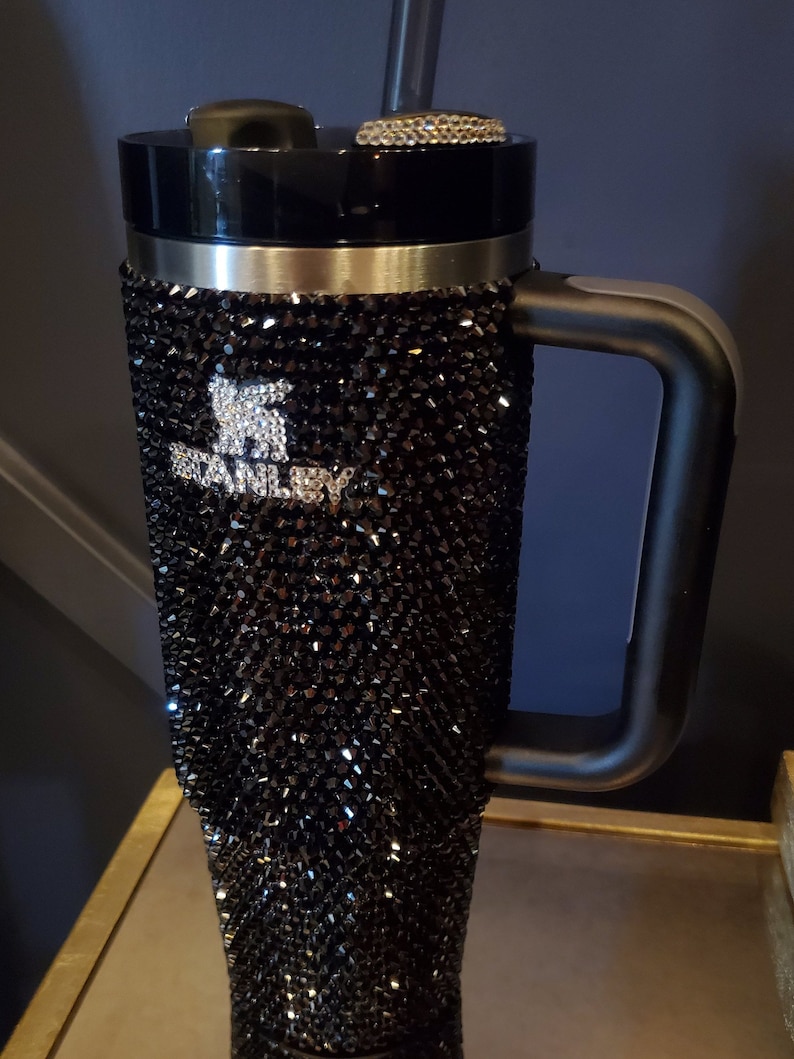 Beautiful Black Glass Rhinestone Stanley Tumbler - Etsy