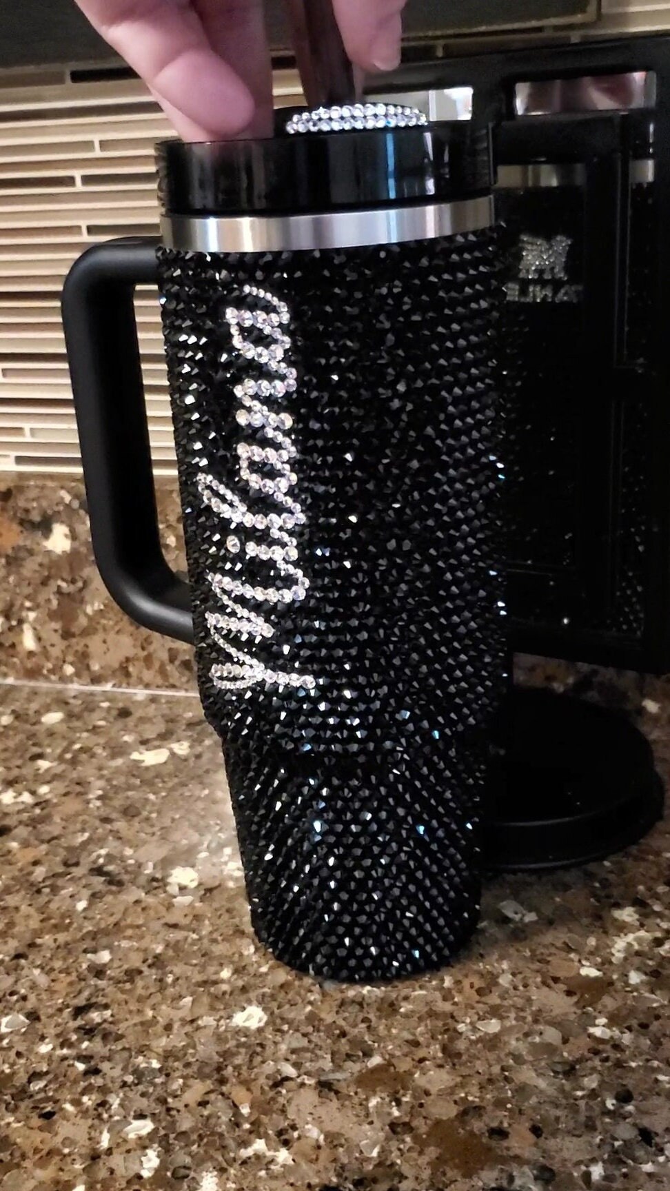 Beautiful Black Glass Rhinestone Stanley Tumbler - Etsy