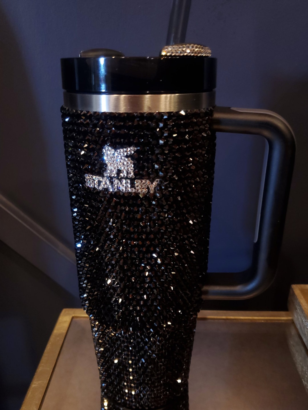 Beautiful Black Glass Rhinestone Stanley Tumbler - Etsy