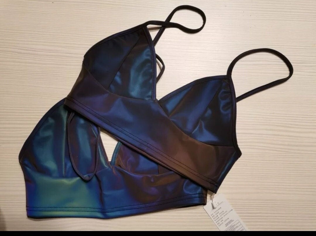 Reflective Multi Color Holographic Crop Top - Etsy