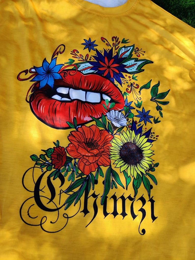 Rave Oversize Lip Design Yellow Orange Festival Party T-shirt - Etsy
