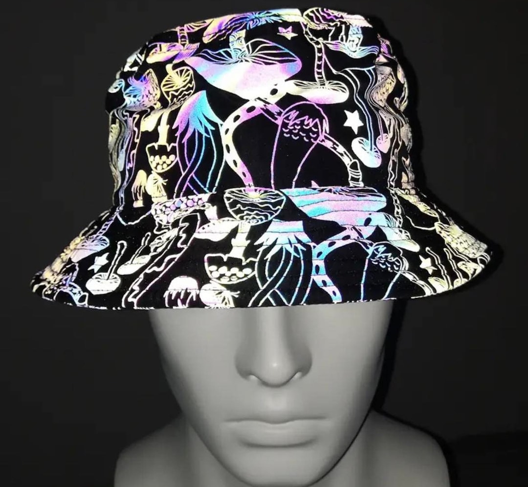Mushrooms Light Reflective Hat. Rave Hat. Rave Bucket Hat. - Etsy