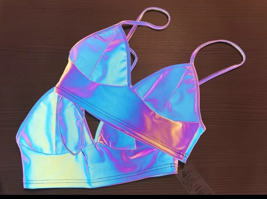 Reflective Multi Color Holographic Crop Top - Etsy