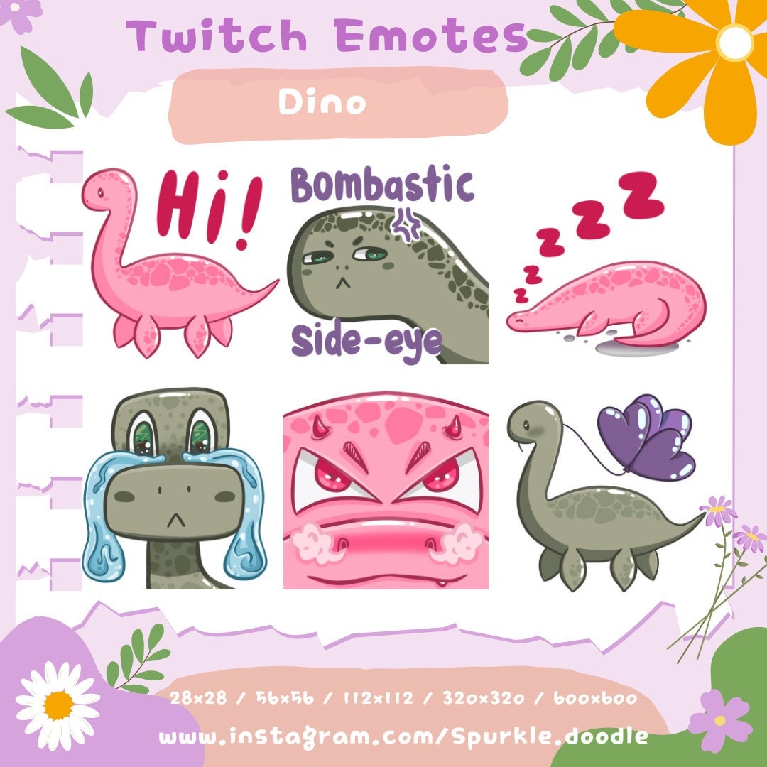 Twitch, Discord, Youtube Dino Emote / Sticker Set - Etsy