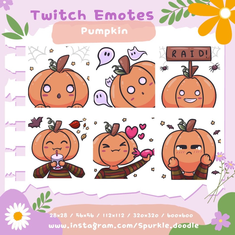 Twitch, Discord, Youtube Pumpkin Emote / Sticker Set - Etsy