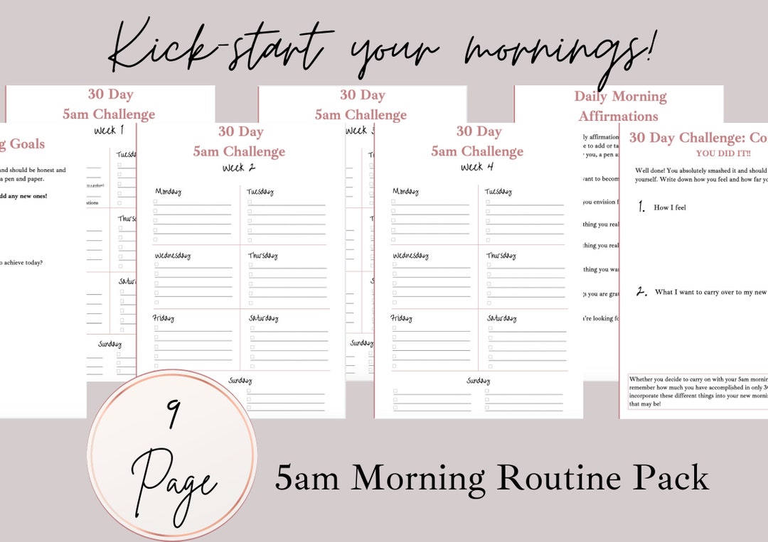 The 5am Morning Routine Pack; Online Planner; Digital Download Only - Etsy
