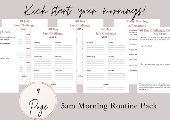 The 5am Morning Routine Pack Online Planner Digital Download | Etsy