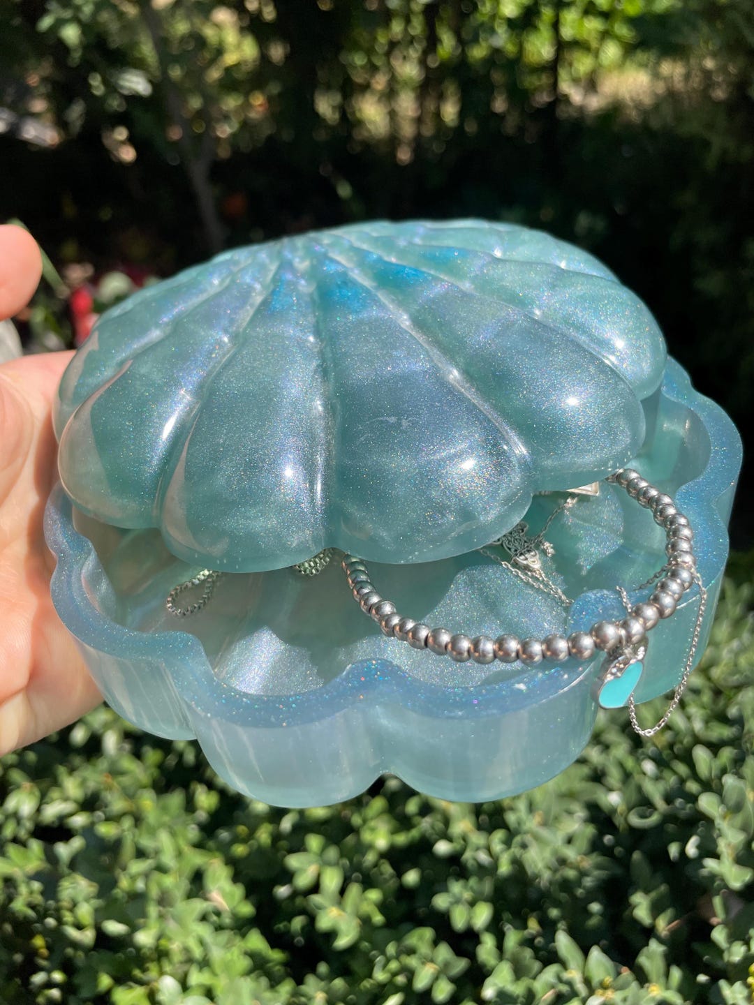 Epoxy Resin Pearl Seashell Box for Storing Jewelry, Shell Shaped Box ...