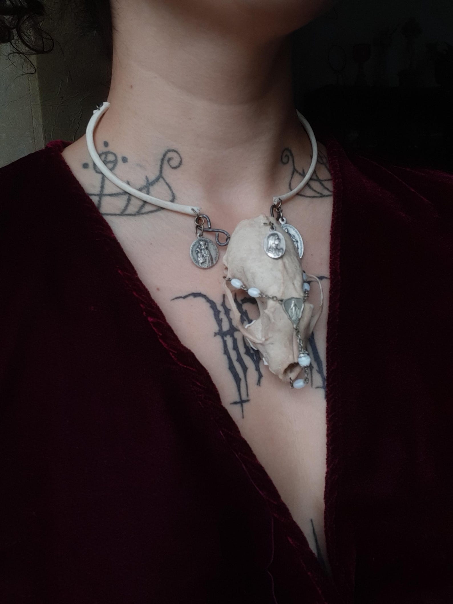 Holy Skull Necklace, Animal Skull Jewelry, Bone Jewelry, Gothic Jewelry ...