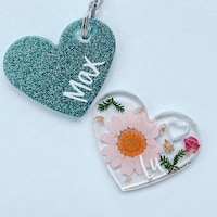 Clear Multicolor Pressed Flower Heart Resin Keychain - Etsy