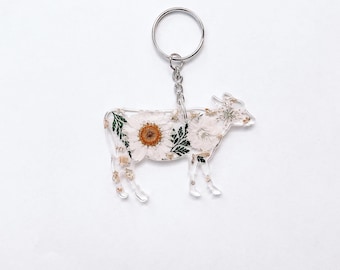 Cute Cow Keychain - Etsy