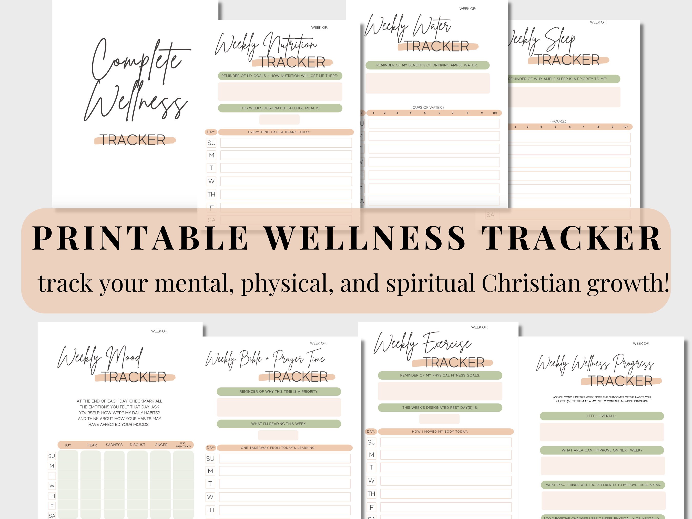 Wellness Tracker Printable, Digital, Goodnotes | Health and Fitness ...