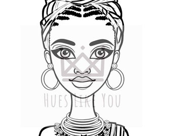 Printable Mandala African Queen Coloring Page Adult Coloring | Etsy
