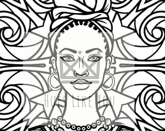 Printable Mandala African Queen Coloring Page, Adult Coloring PDF - Etsy
