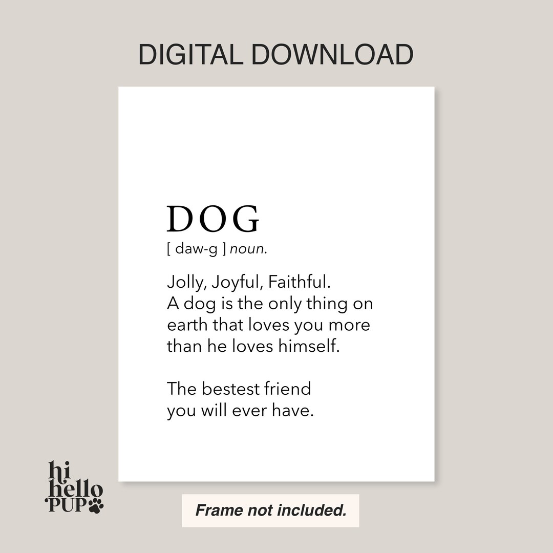 Dog Definition Digital Printable, Instant Downloadable Wall Art for Dog ...