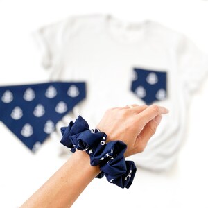 Nautical Anchor Dog Mom Matching Set: Pocket Tee, Bandana & Scrunchie ...