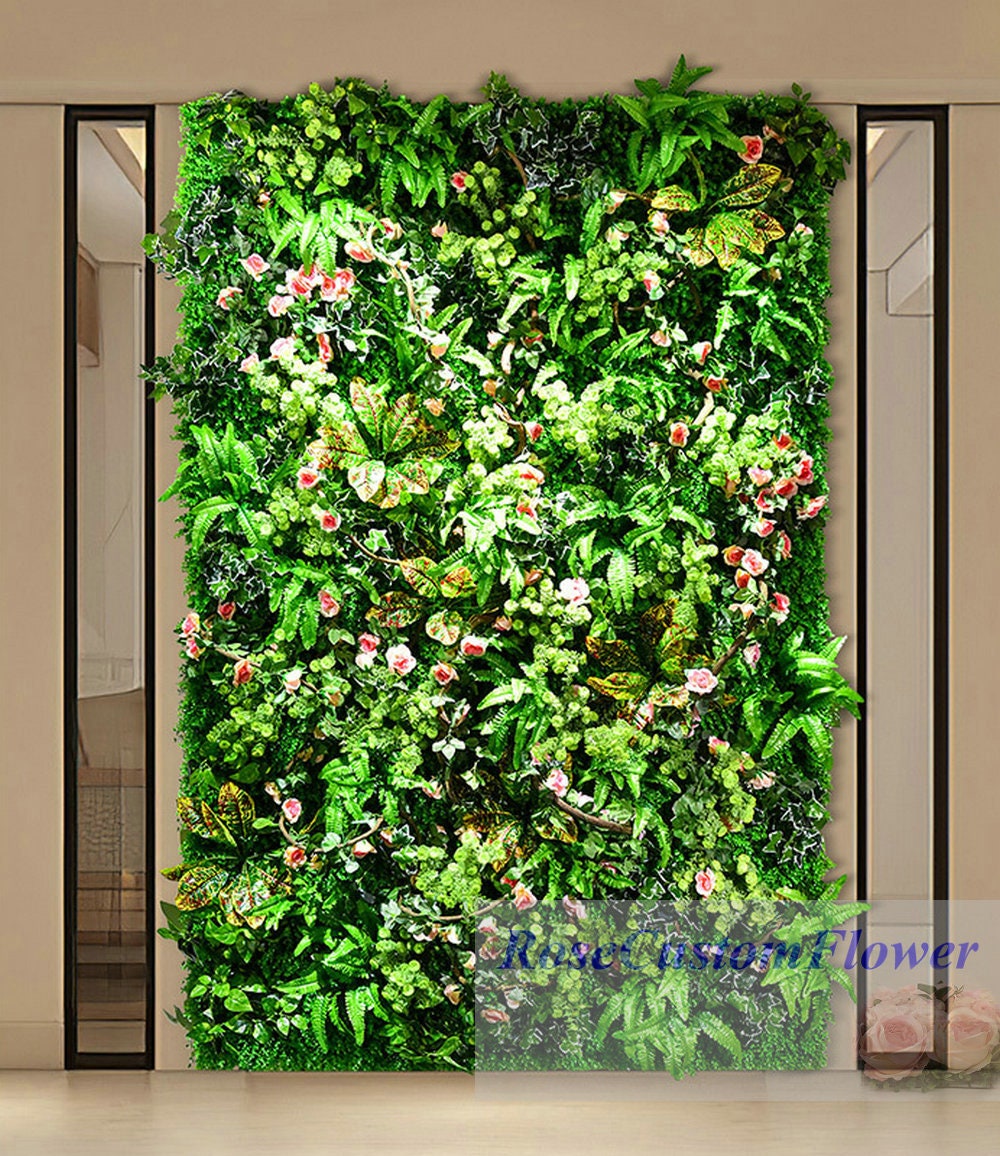 Mixed Green Leaves Wall Decors Background Artificial Plant | Etsy