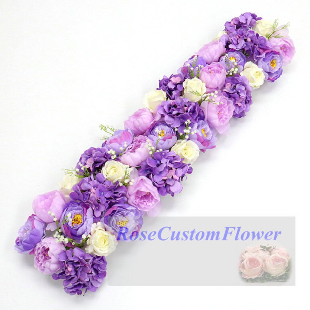 Purple Artificial Flower Arrangement Silk Flower Row Decor for - Etsy