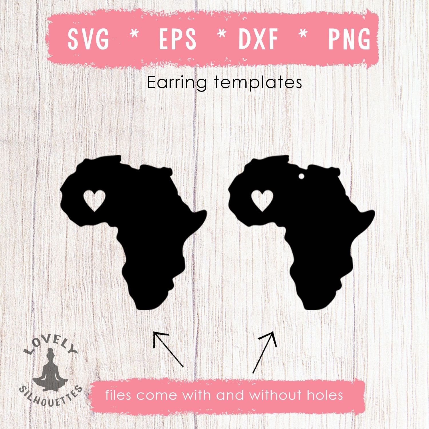Africa Love SVG Earring Templates, Map Silhouette Cut File for Cricut ...