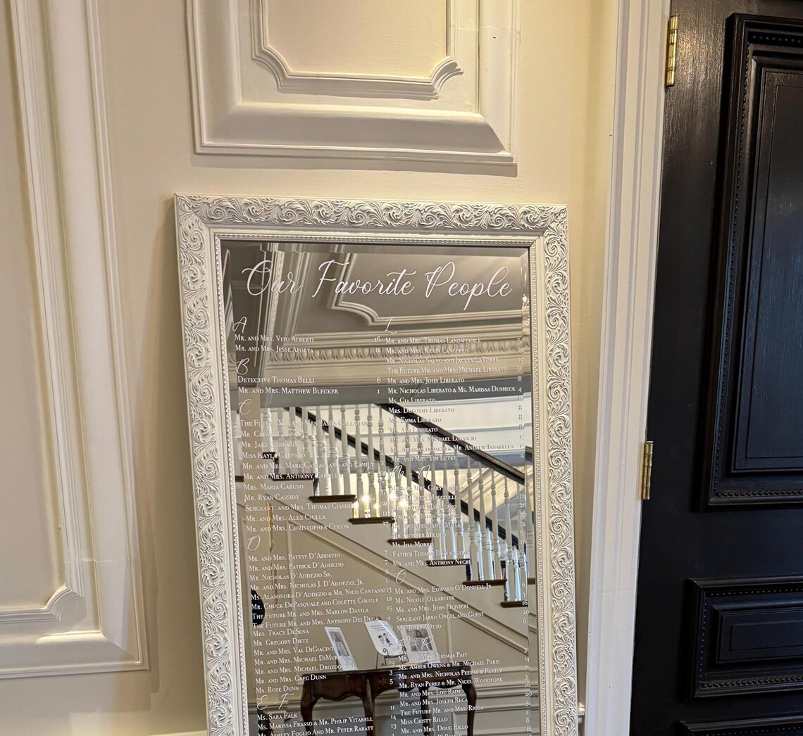 Custom Wedding Decal, Seating Chart Sign for Mirrors & Acrylic, Showers ...