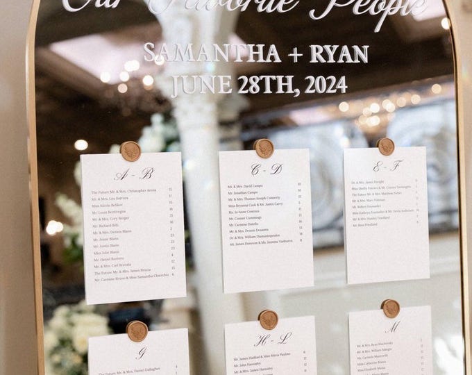 Custom Wedding Decal, Seating Chart Sign for Mirrors & Acrylic, Showers ...