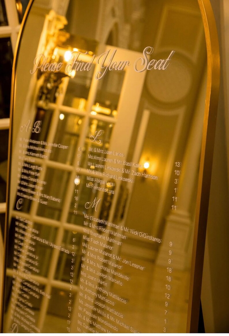 Custom Wedding Decal, Seating Chart Sign for Mirrors & Acrylic, Showers ...