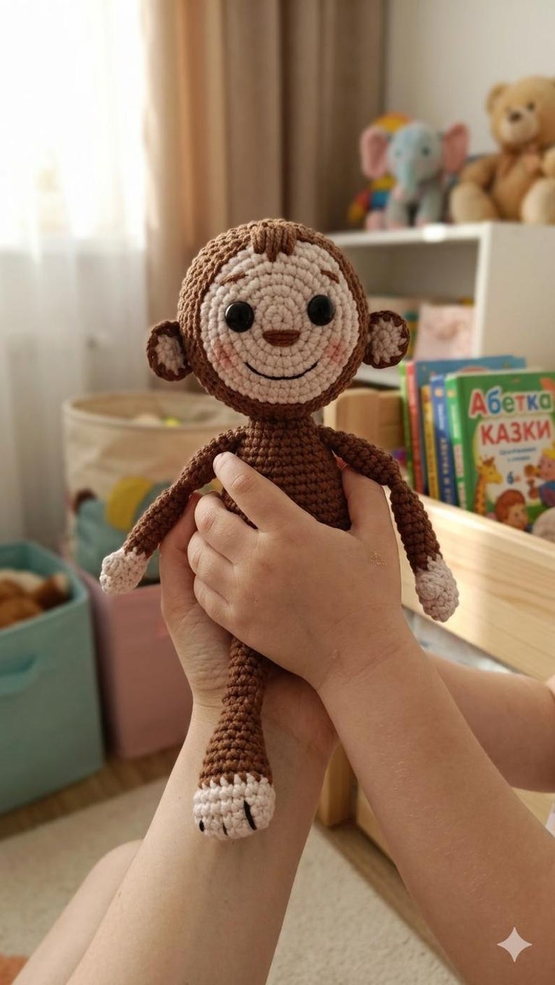 Crochet Monkey Plush Toy, Jungle Stuffed Animal, Safari Nursery Decor ...