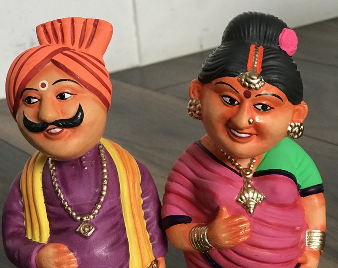 Artncraftsvillage Indian Handmade Paper Mache Budda Buddi Pair Bobble ...