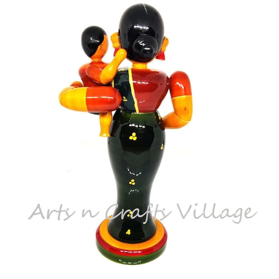 Artncraftsvillage Indian Handmade Wooden Mother and Child Etikopakka kondapalli Toys Etsy Canada