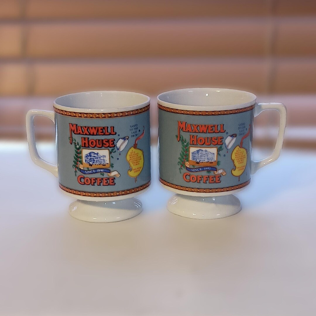 1970s Maxwell House Footed Coffee Mugs Set of Two - Etsy