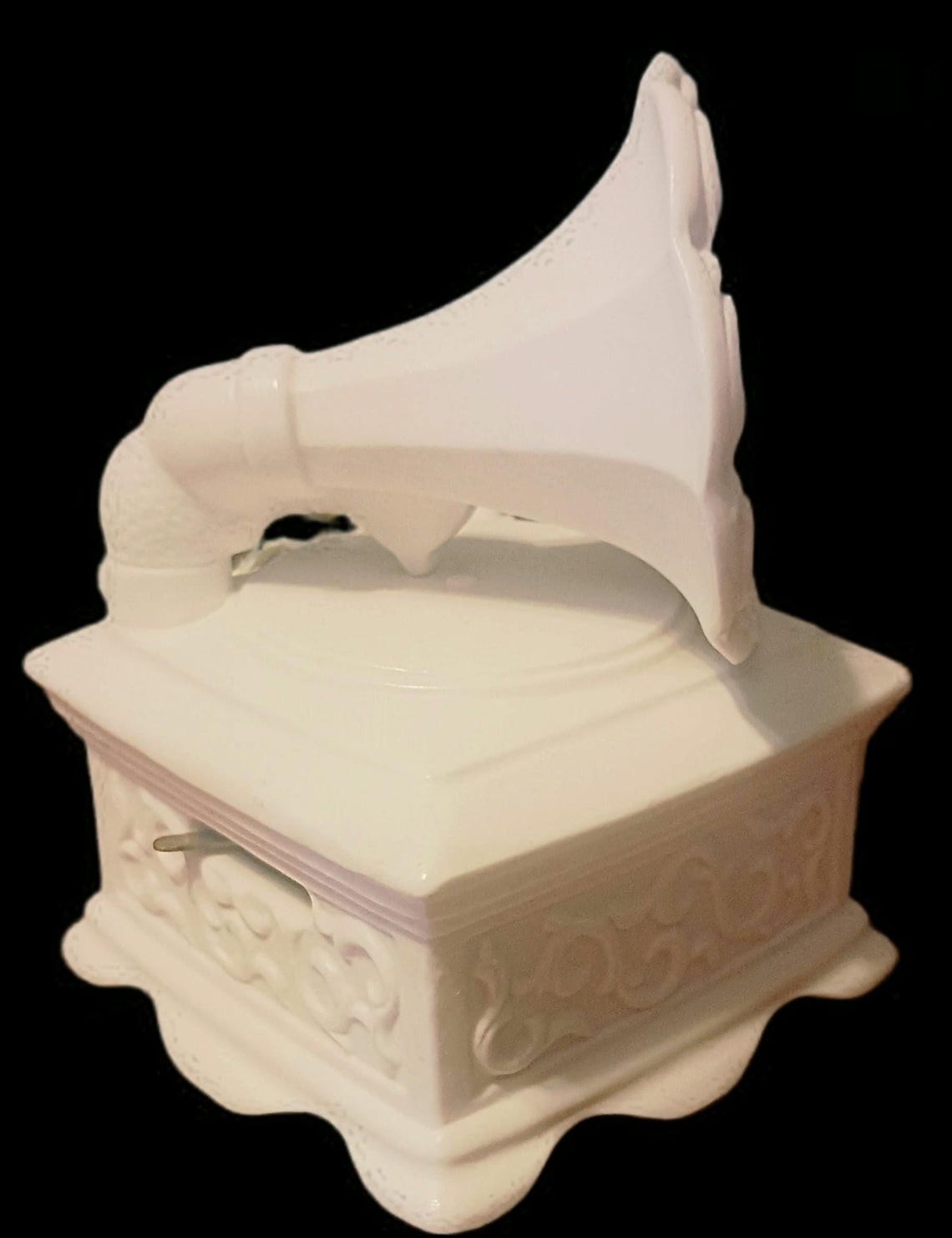 Vintage Victrola Porcelain Music Box – Hand-painted Floral Design ...