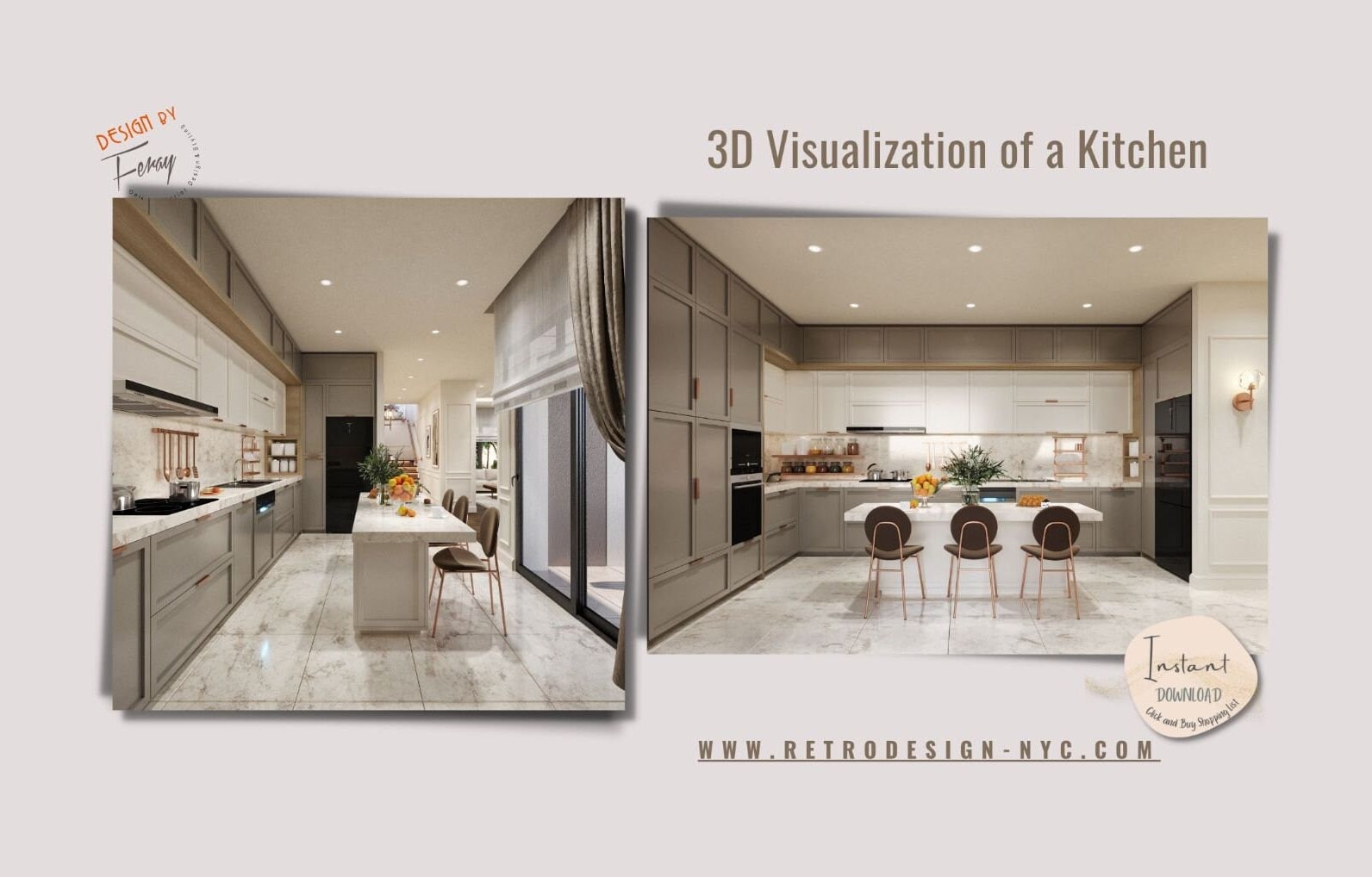3D Kitchen Custom Kitchen Decor Modern Kitchen Design - Etsy