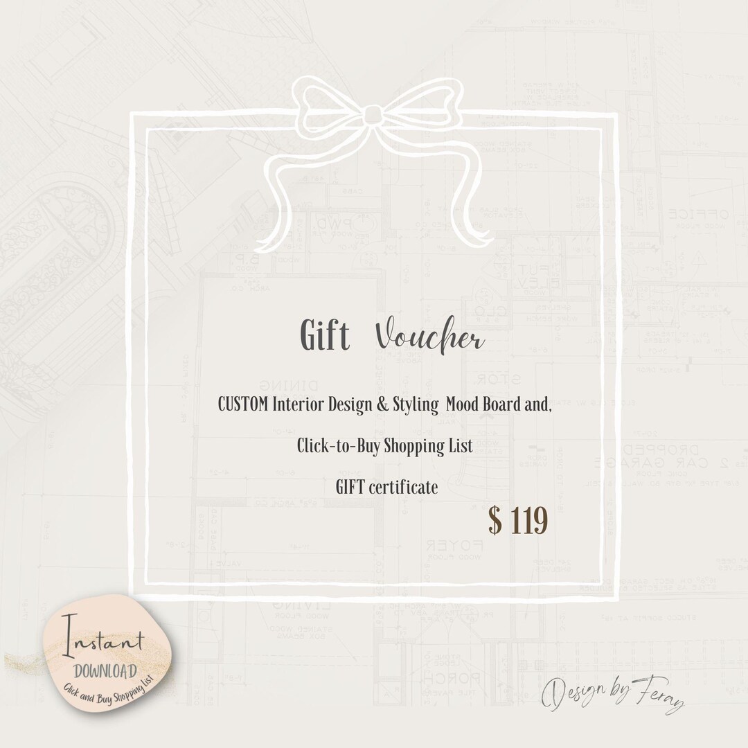 Digital Interior Design Gift Voucher: Custom Mood Board (PDF) - Etsy