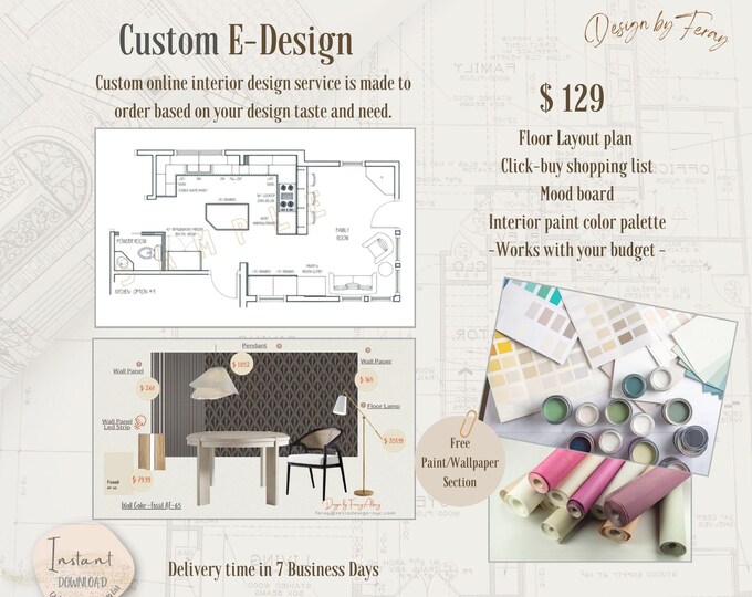 Living Room - Interior Design Service, Curated E-design Floor Plan ...