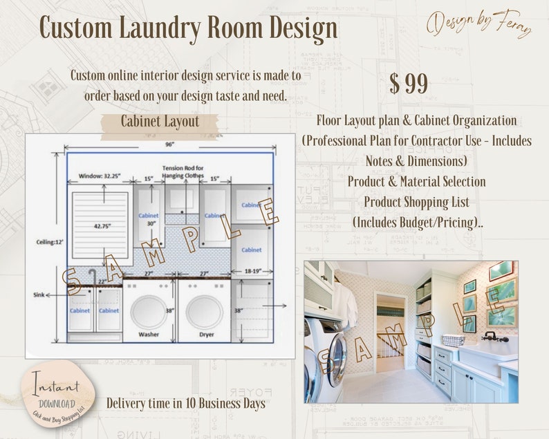 Custom Laundry Decoration Cabinet Layout Design Virtual E-design ...