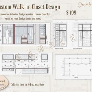Custom Walk-in Closet Design: Virtual Layout & Shopping List (digital ...