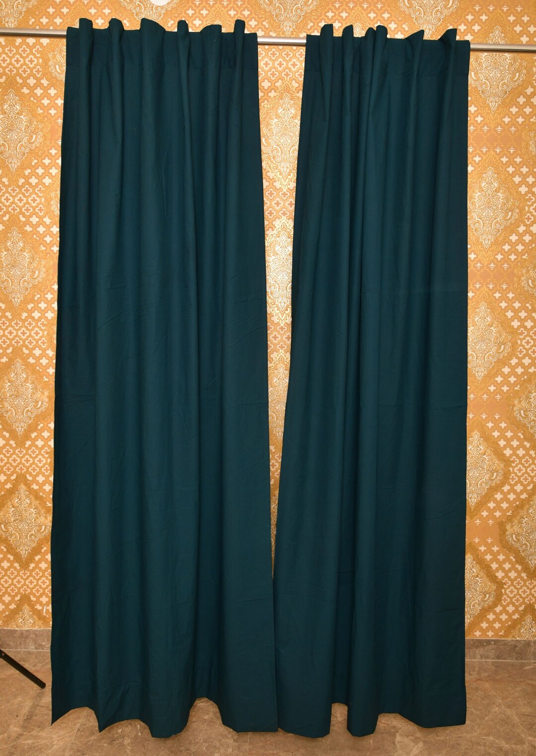 Dark Green Linen Curtains Green Window Curtains Stonewashed - Etsy