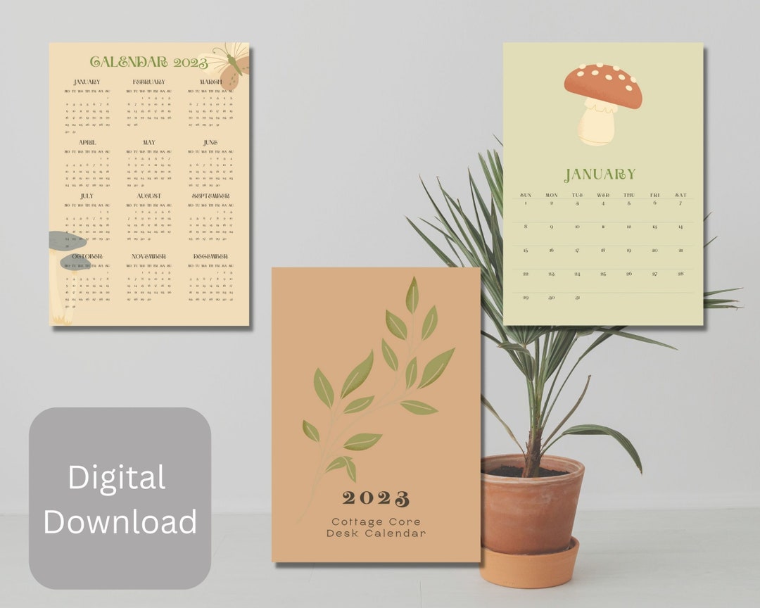 2023 Cottage Core Desk Calendar, Minimalist Cottagecore Design, Cute ...