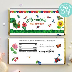 Very Hungry Caterpillar First Birthday Chocolate Wrapper Birthday Party ...