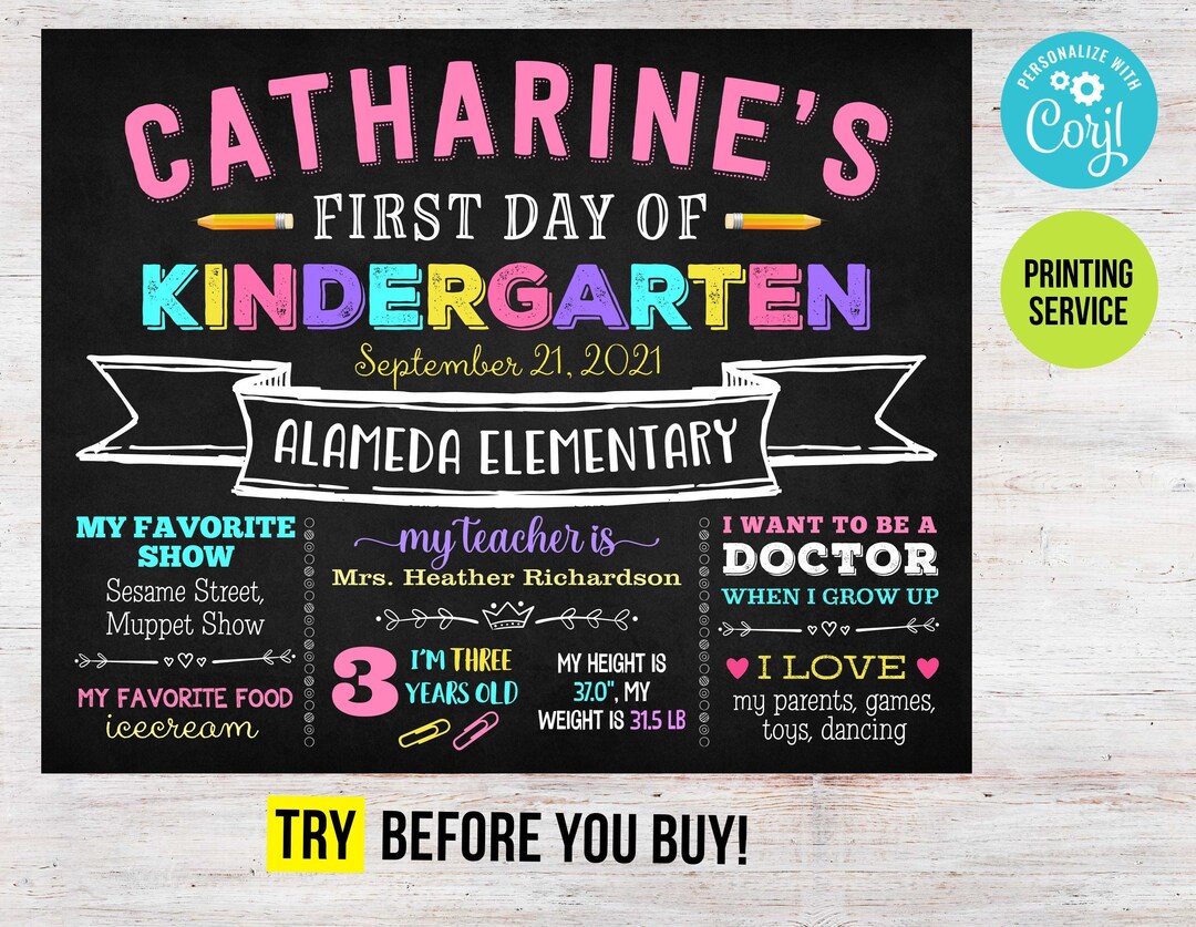 First Day or Last Day of 1st Grade School Sign Printable Chalkboard ...