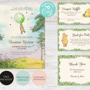 Winnie the Pooh Baby Shower Invitation Gender Neutral Printable Instant ...